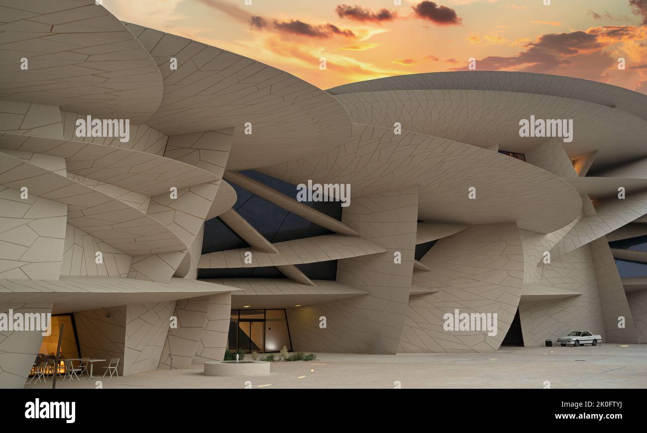 Doha, Qatar- August 05,2022: Qatar national museum of Qatar. The ...