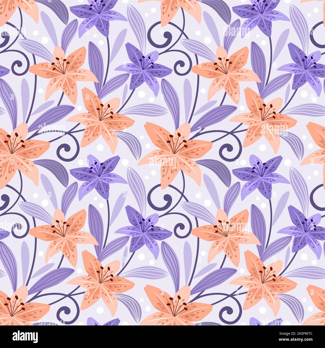 Flowers seamless pattern background with elegant hand drawn floral ...