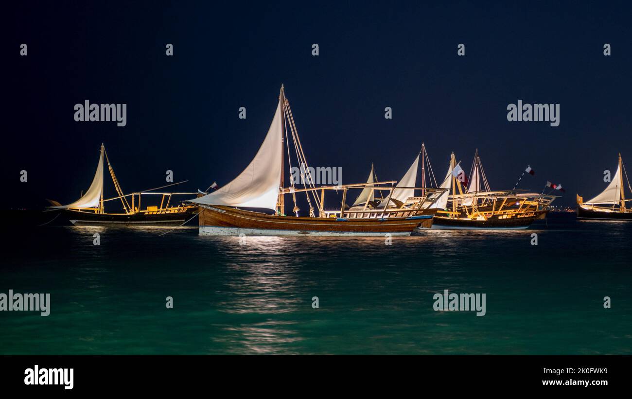 Doha, Qatar- August 05,2022: Multiple at the Annual dhow festival in ...