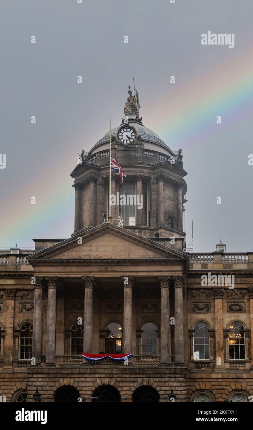 Union Jack flying half-mast on Liverpool Town Hall for Queen Elizabeth ...