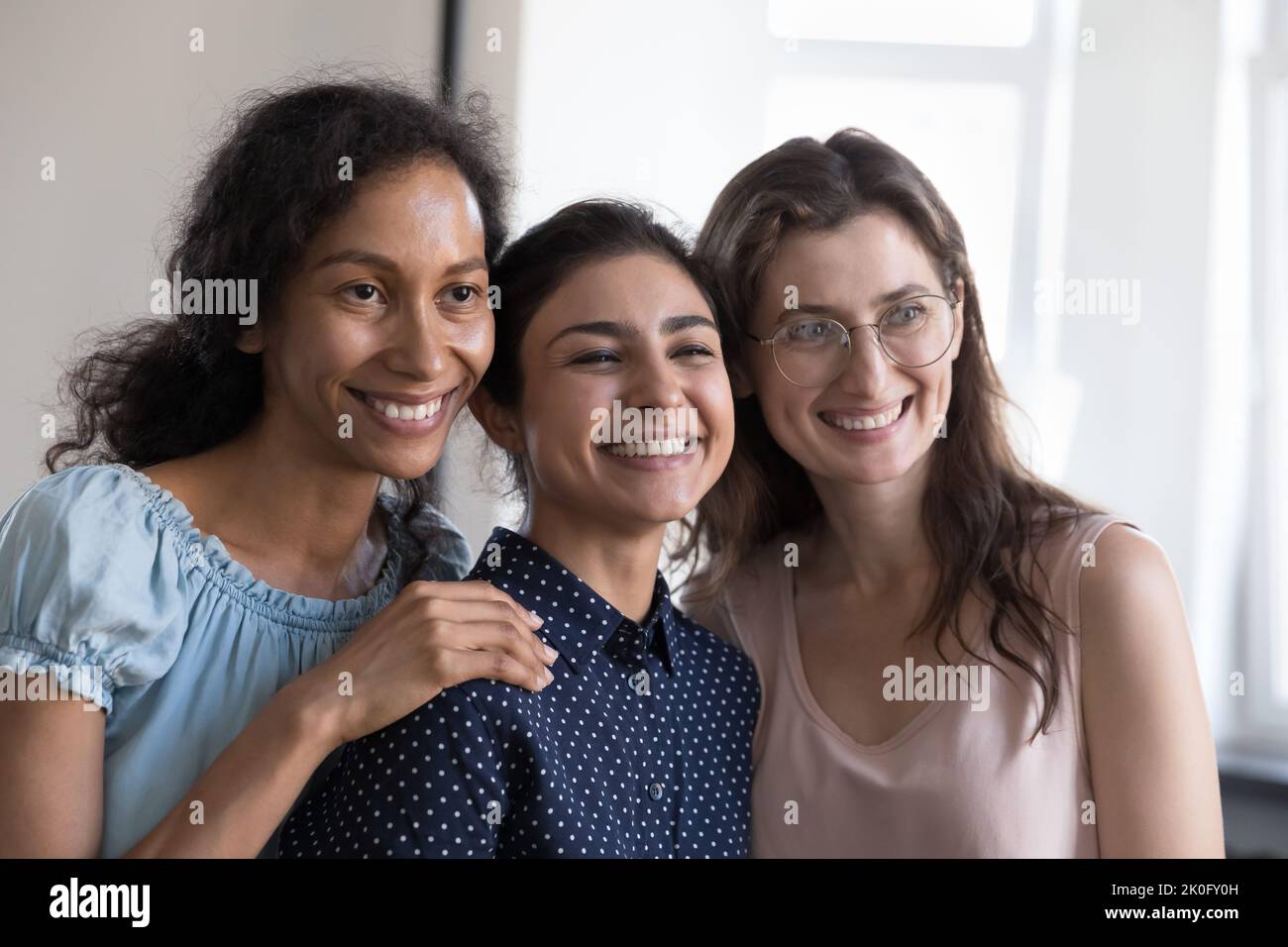 Happy successful diverse business team friends women celebrating ...