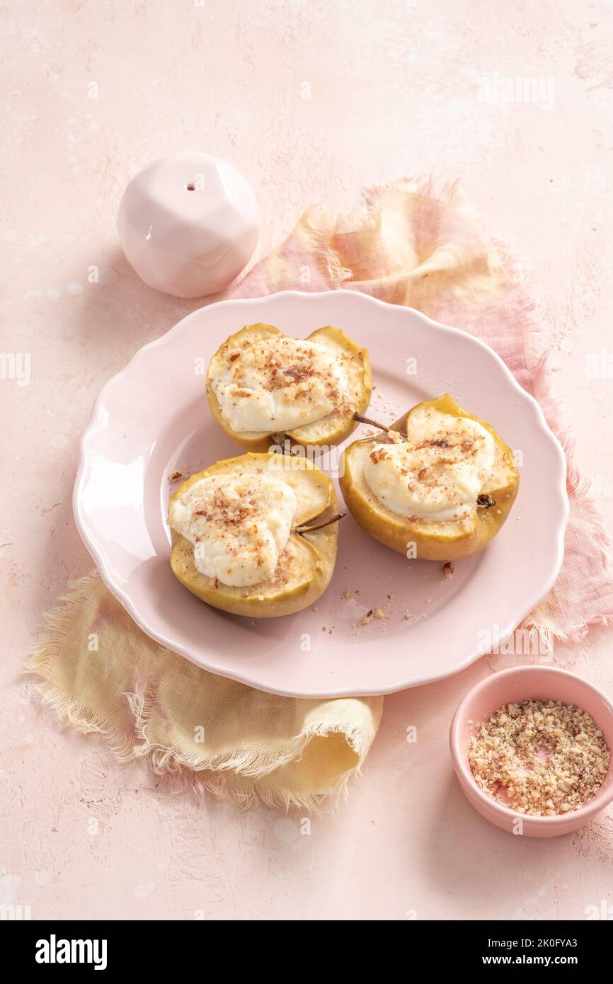 grilled pears baked with ricotta cheese and walnuts. honey topping ...