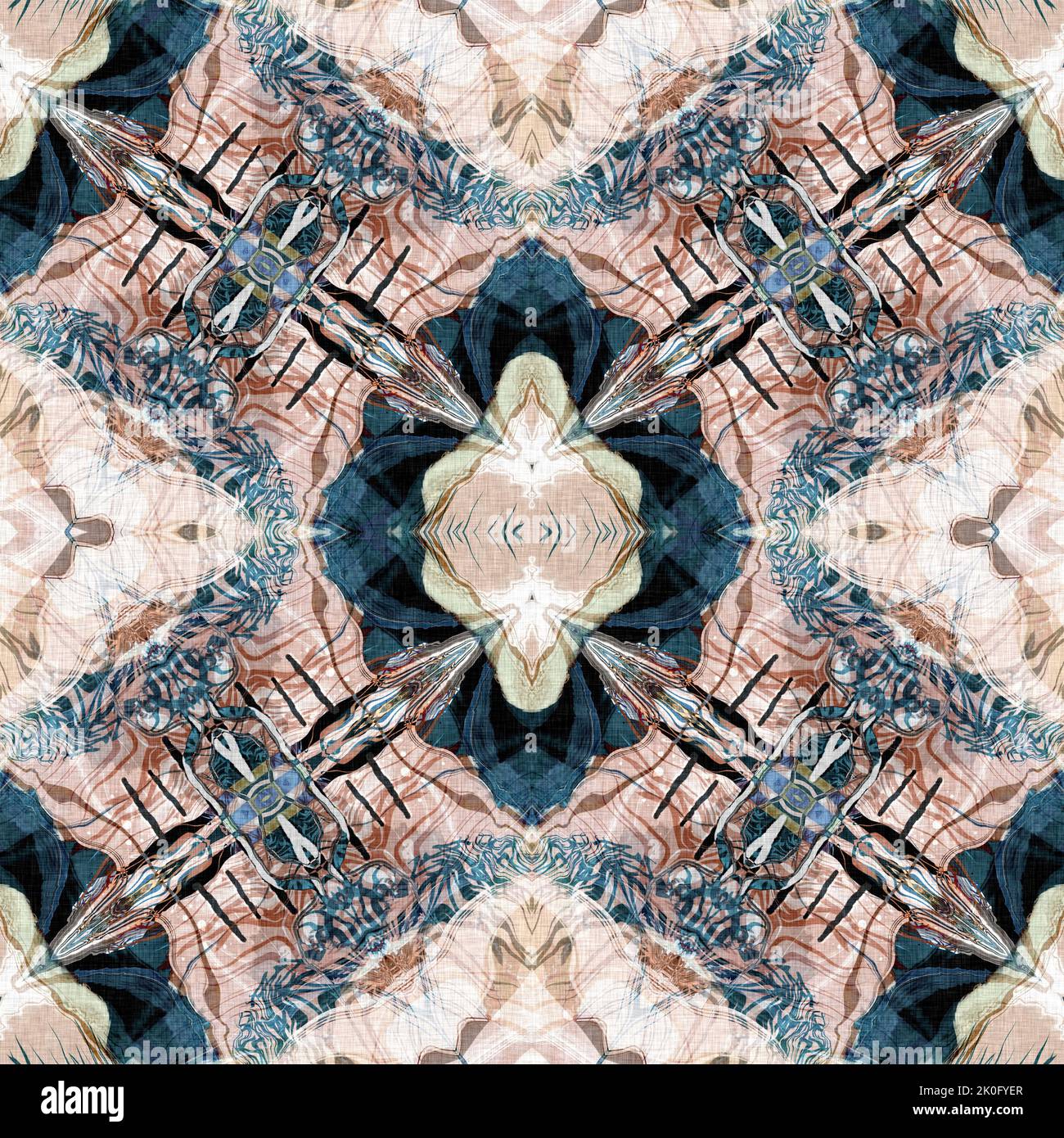 Retro boho geometric kaleidoscope scarf pattern background. Colorful ...