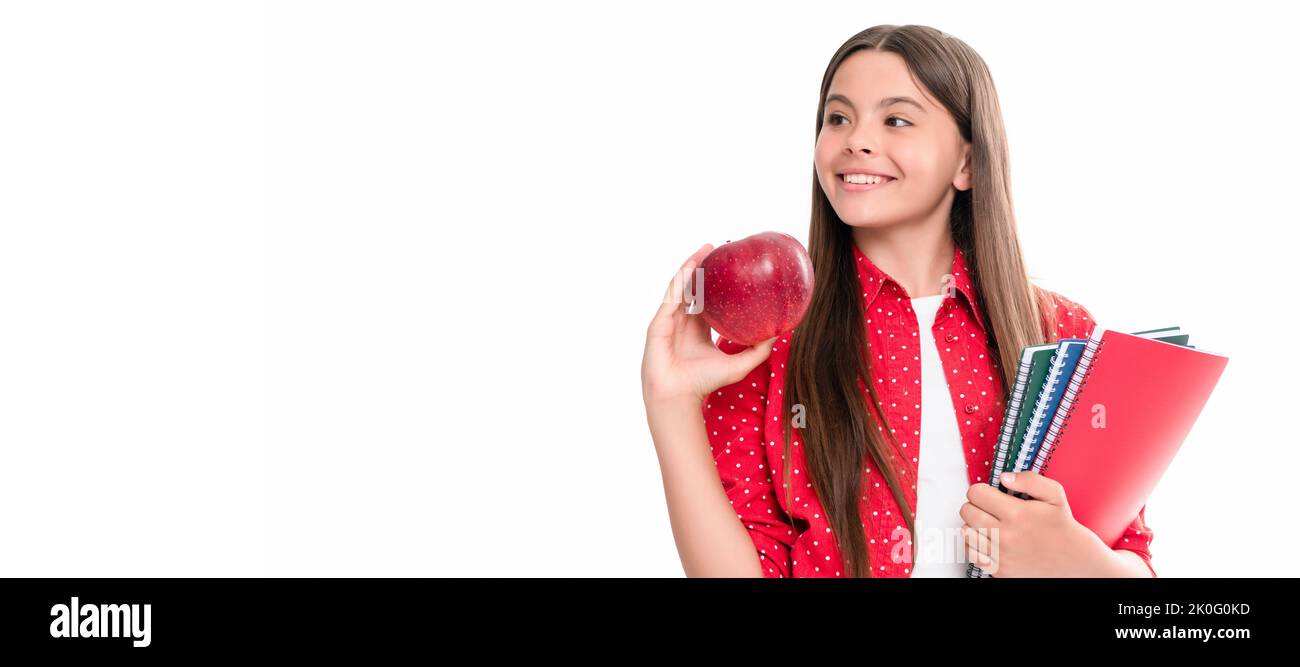 happy teenager student. high school education. schoolgirl with copybook ...
