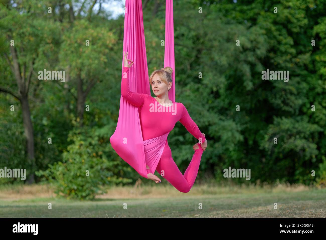 Aerial yoga hi-res stock photography and images - Alamy
