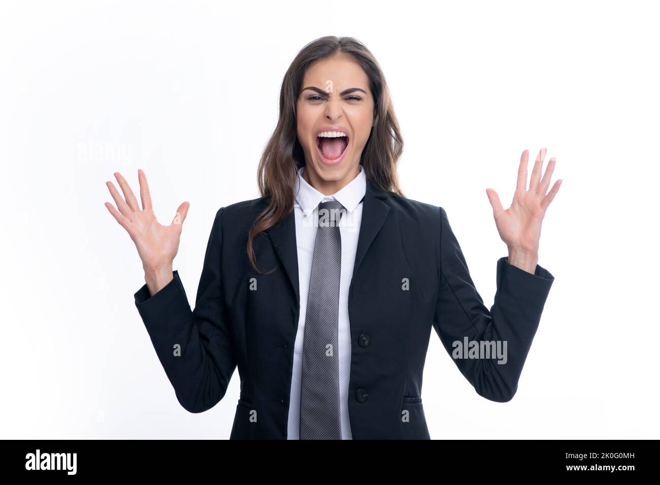 Screaming hate rage woman face. Emotional angry woman screaming on ...
