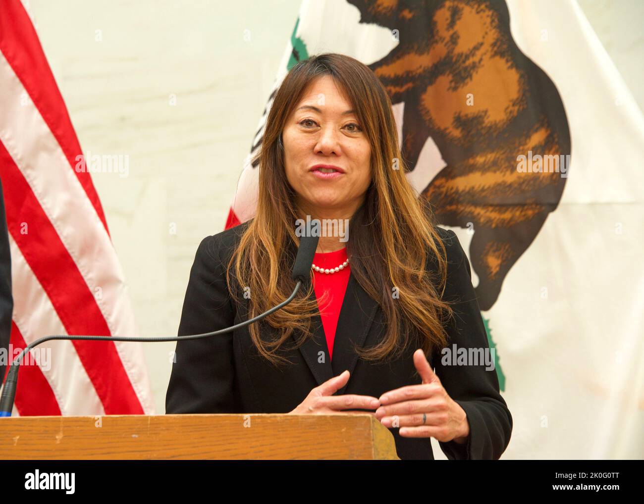 San Francisco, CA - April 26, 2022: Treasurer Fiona Ma speaking at the ...