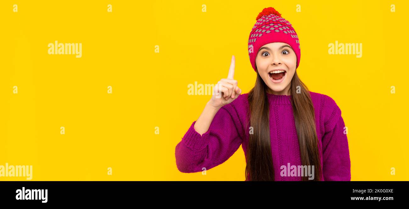 inspired wit idea child in knitted hat. kid wear warm clothes on yellow ...