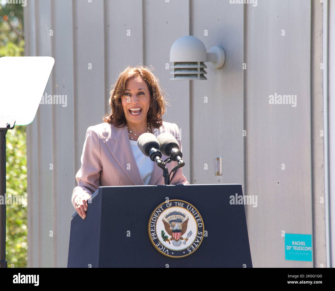Oakland, CA - August 12, 2022: Vice President Kamala Harris speaking at ...