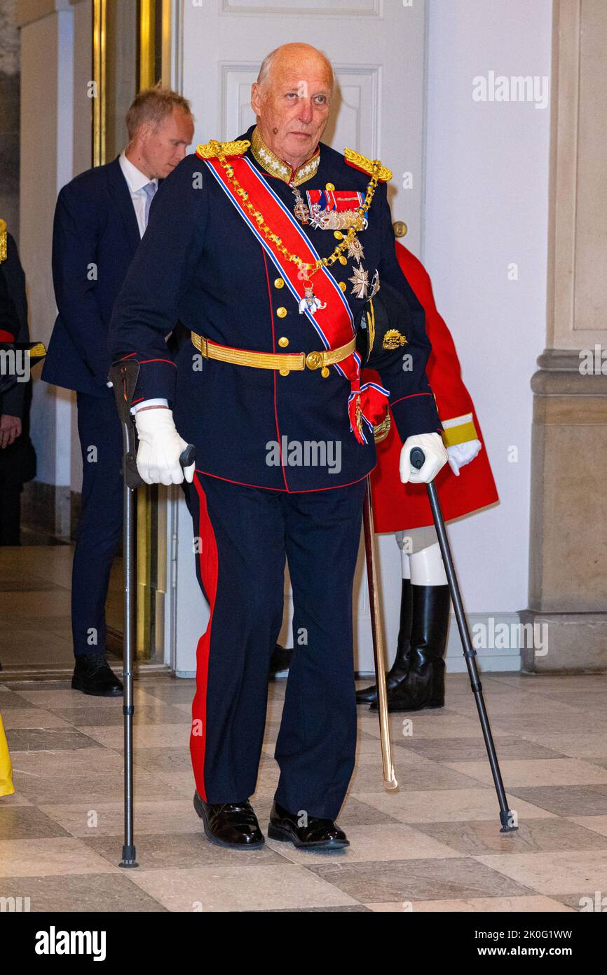 King Harald V of Norway attending a Gala dinner at Christiansborg ...