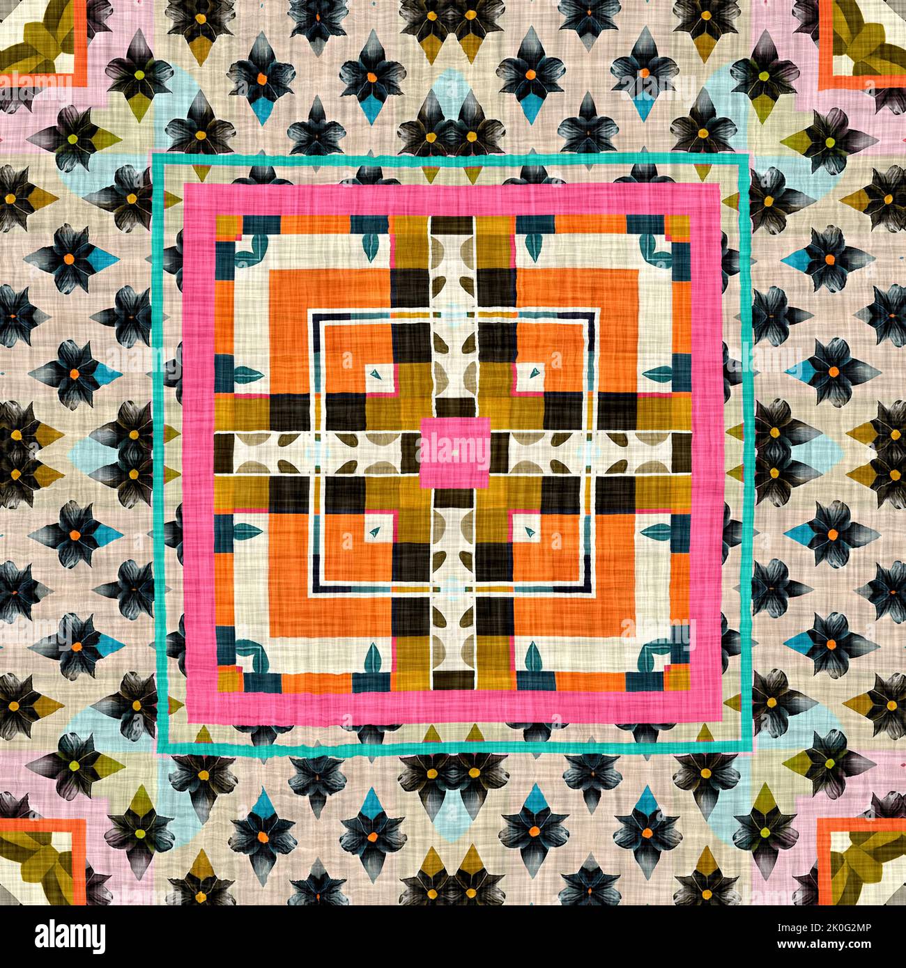 Kitsch pattern geometric retro design in seamless background. Trendy ...