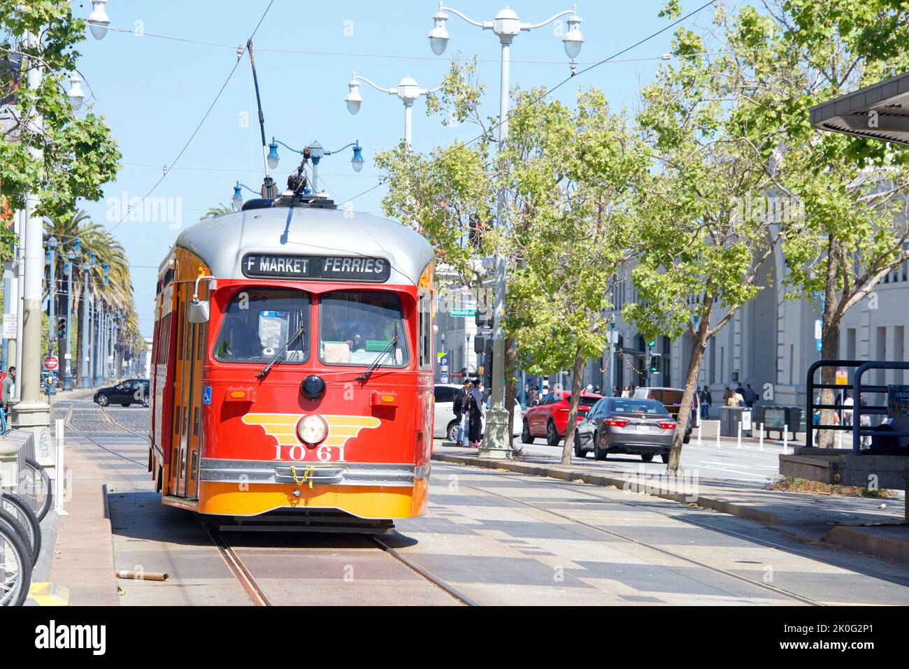 San Francisco, CA - May 1, 2022: Market and Wharves Historic F line ...
