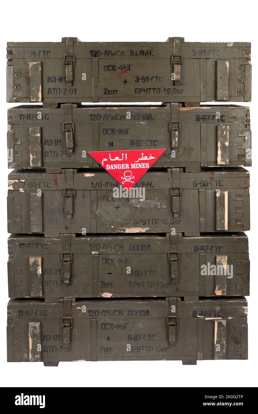 Danger mine sign warning in Cut Out Stock Images & Pictures - Alamy