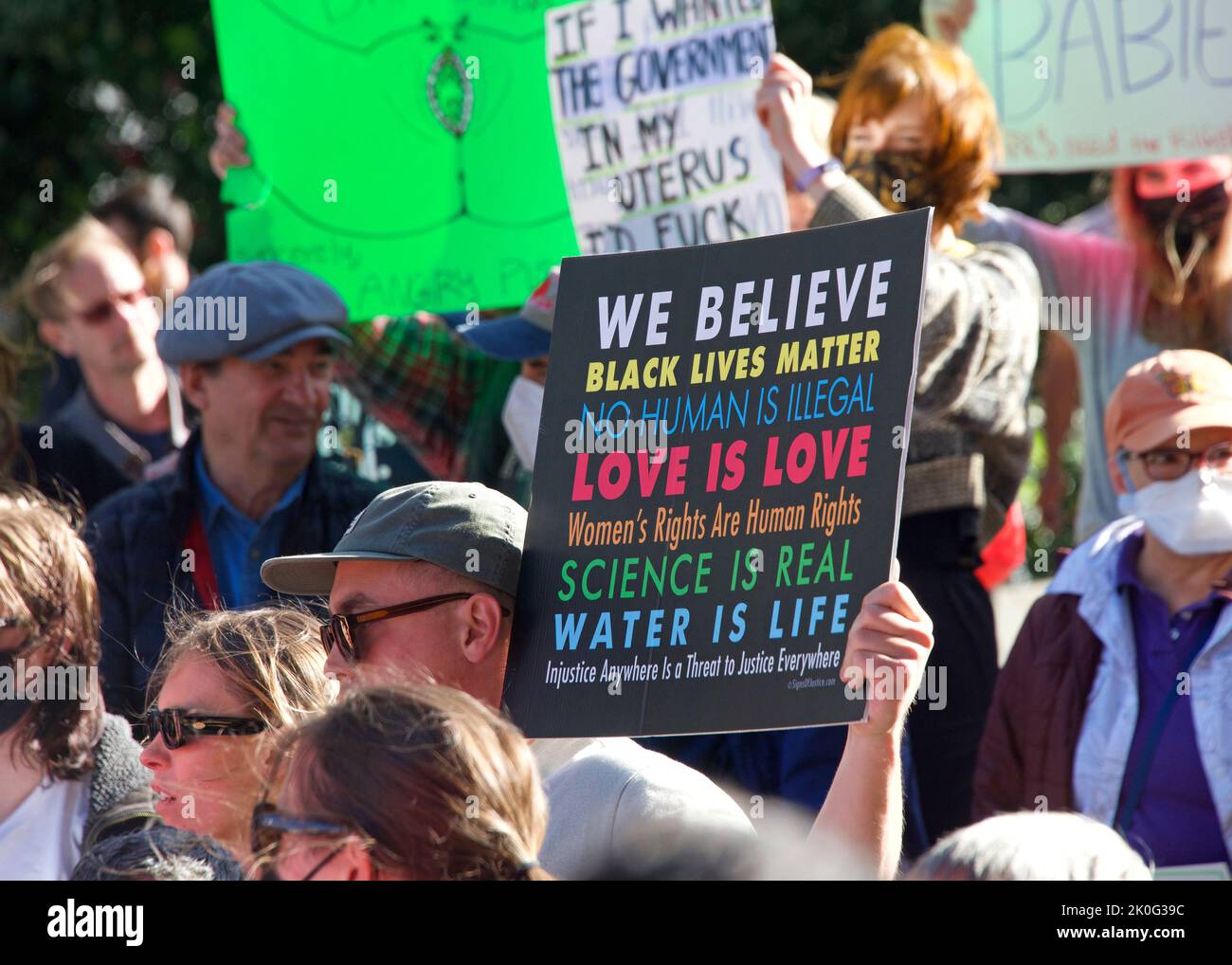 San Francisco, CA - May 3, 2022: Participants at Women’s Rights Protest ...
