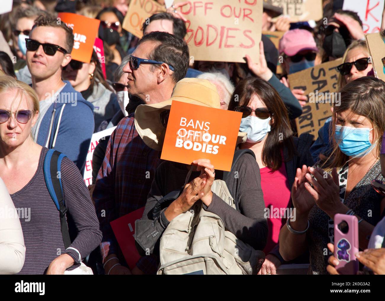 San Francisco, CA - May 3, 2022: Participants at Women’s Rights Protest ...