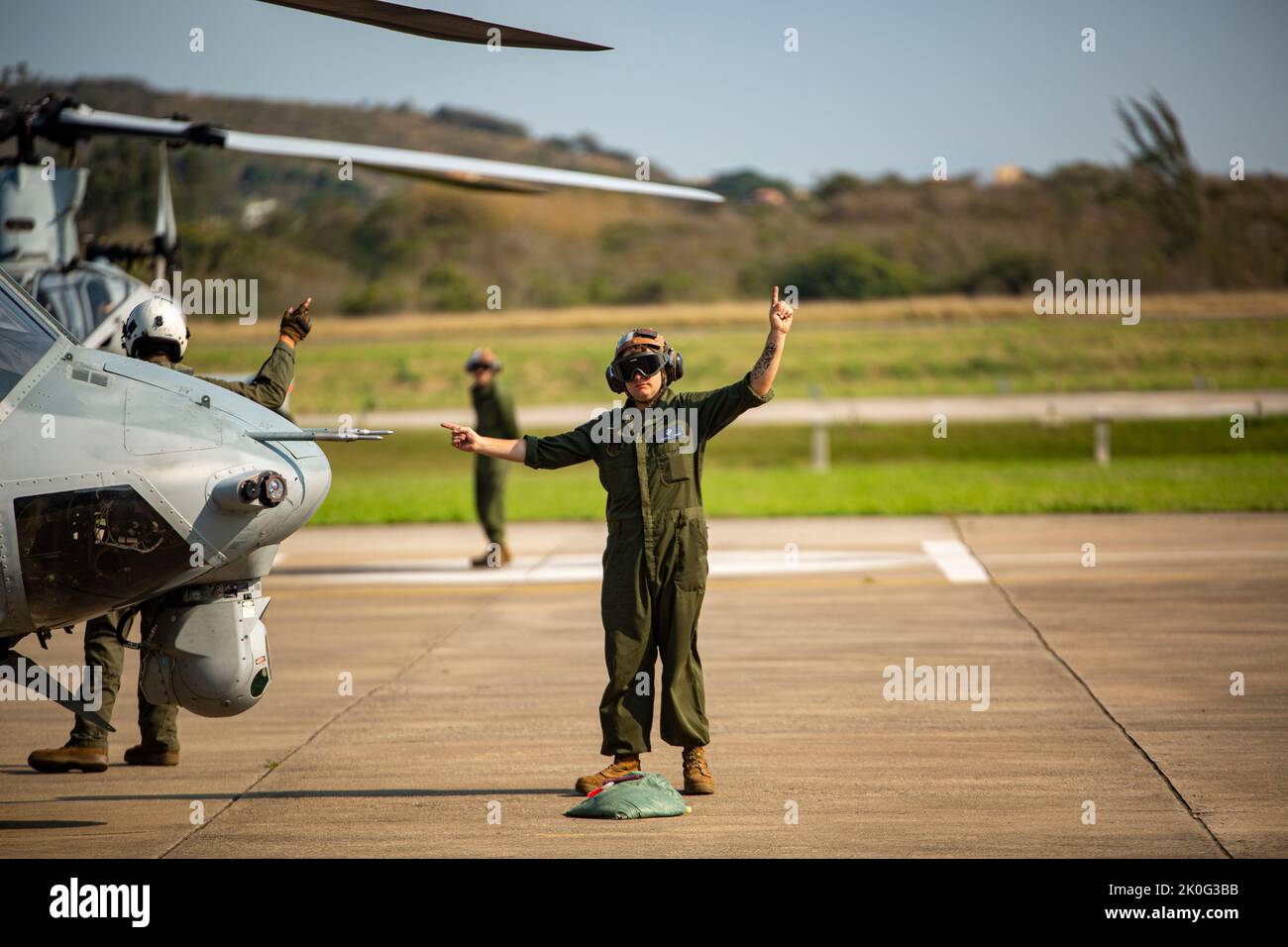 U.S. Marine Corps Cpl. Nathaniel Benton, a flight liner with Marine ...