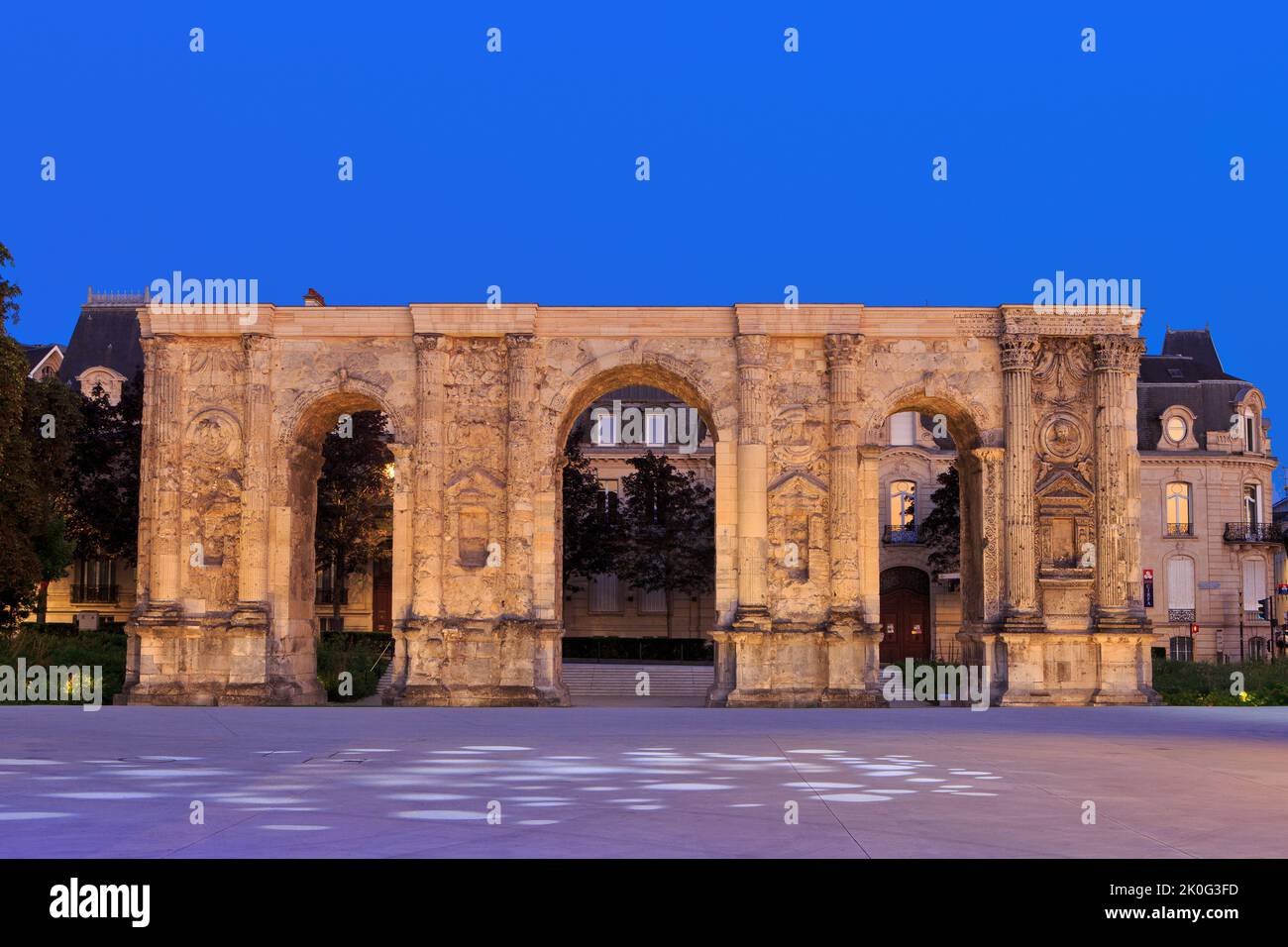 The Roman triumphal arch Porte de Mars (Mars Gate) from the third ...