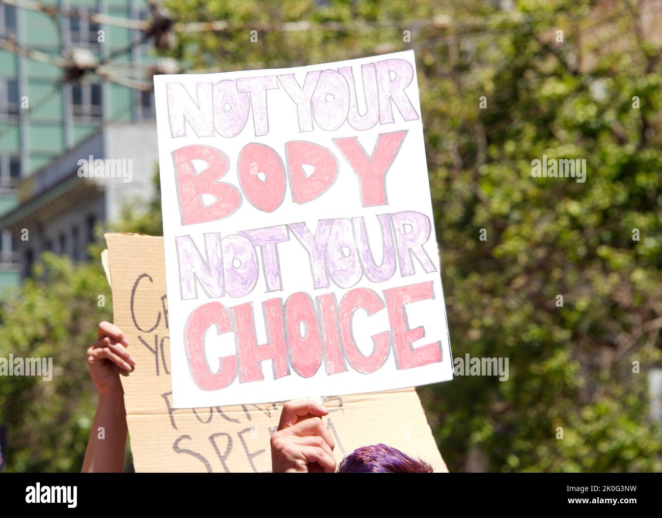 San Francisco, CA - May 7, 2022: Unidentified Participants holding ...