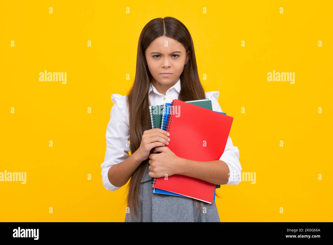School child with book. Learning and education. Angry teenager ...
