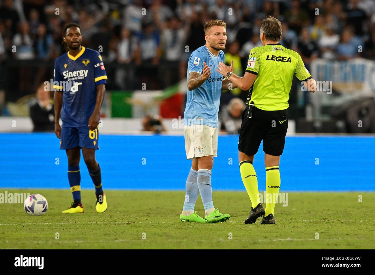 Ciro Immobile of SS Lazio and referee Massimiliano Irrati during ...