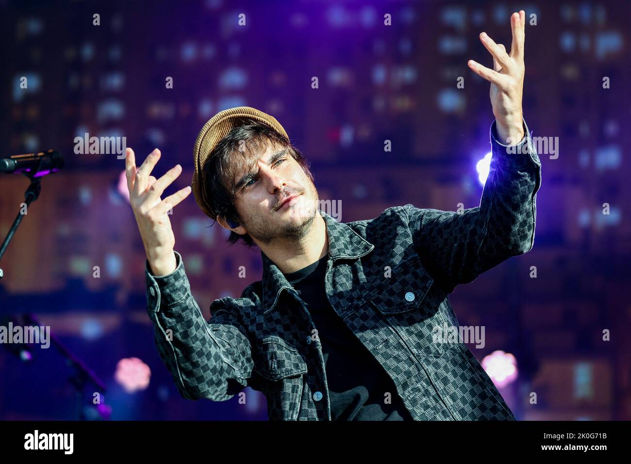 Gauvain Sers perform during the Fete de l'Humanite 2022 in Plessis-Pate, Bretigny-Sur-Orge ...