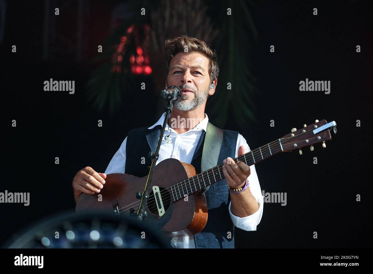 Christophe Mae perform during the Fete de l'Humanite 2022 in Plessis ...