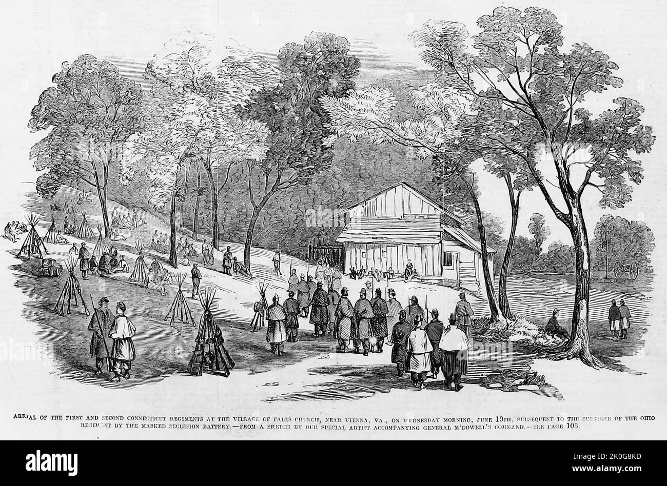 Arrival of the First and Second Connecticut Regiments at the village of ...