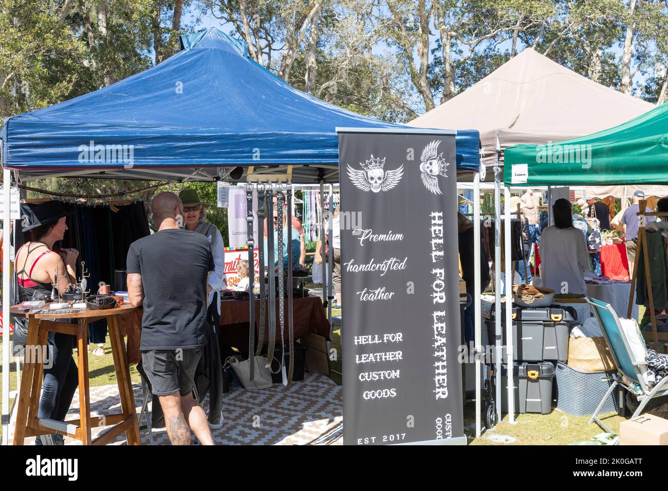 Leather goods market stall hi-res stock photography and images - Alamy