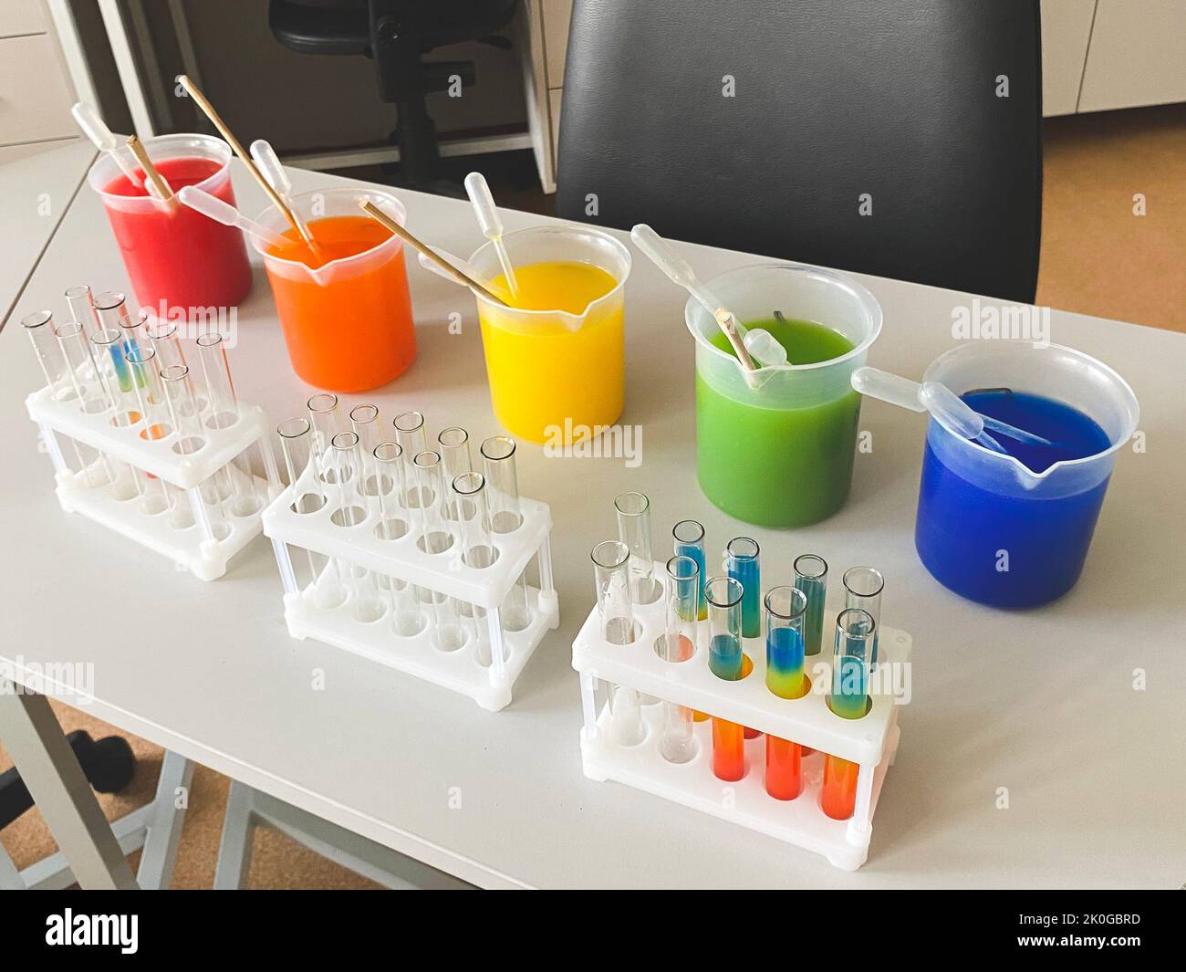 Laboratory utensils and accessories for the tests and experiments with ...
