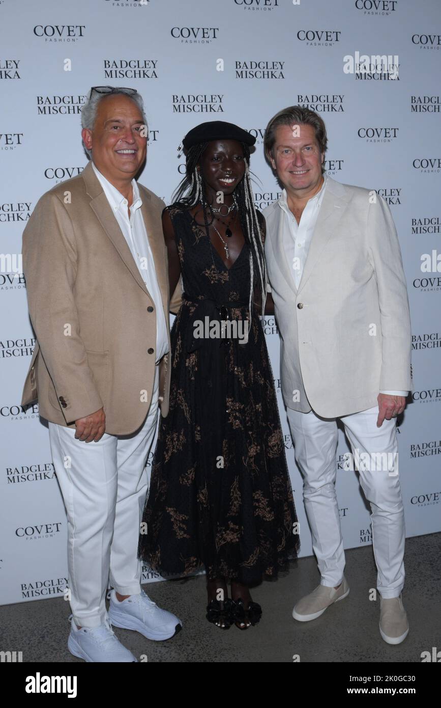 Mark Badgley, Sarah Lugor and James Mischka attend the Badgley Mischka ...