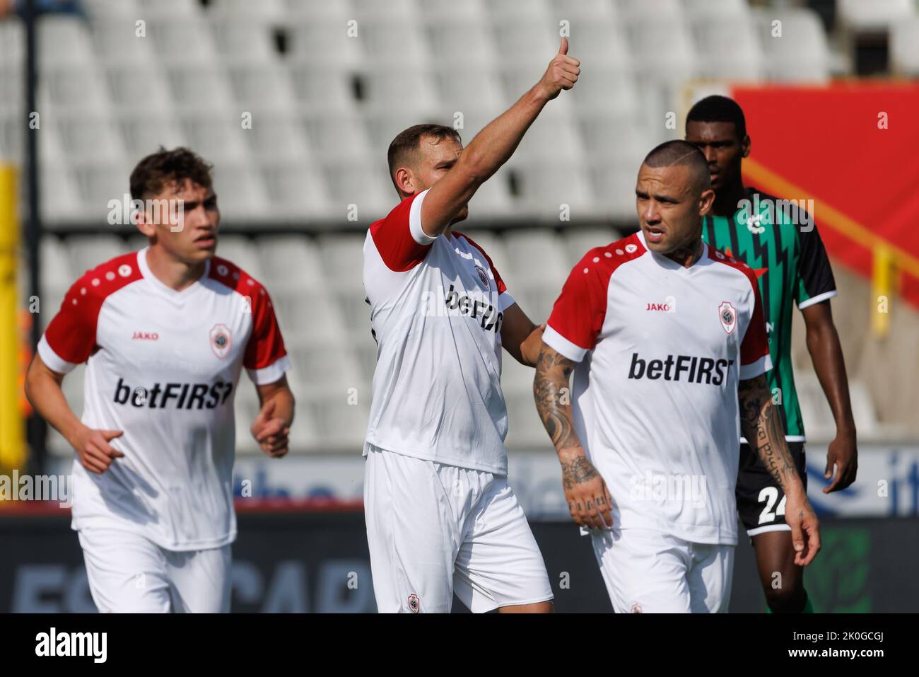 Antwerp's Vincent Janssen celebrates after scoring during a soccer ...