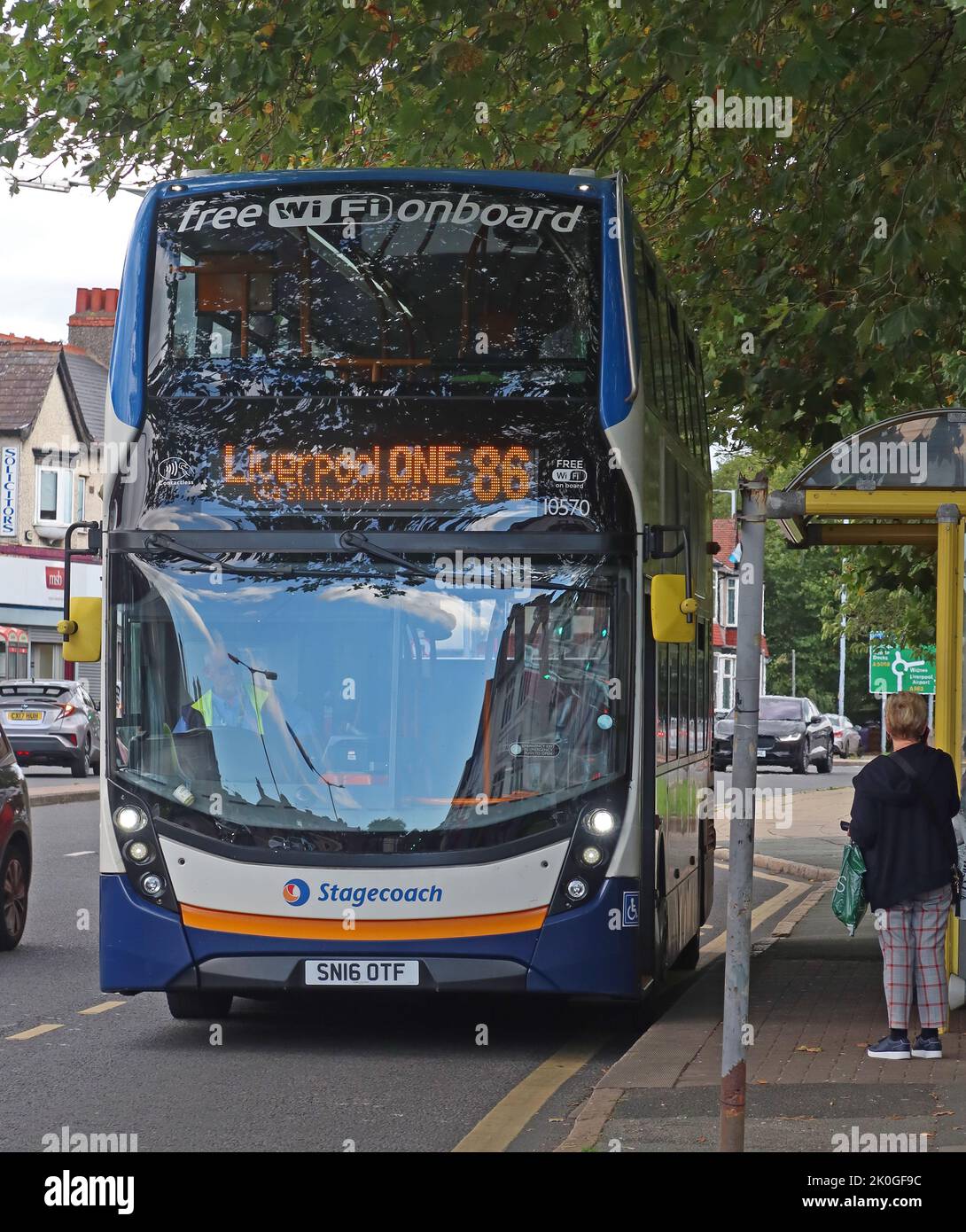 Liverpool One, 86 Stagecoach bus service, at a bus stop Smithdown Road ...