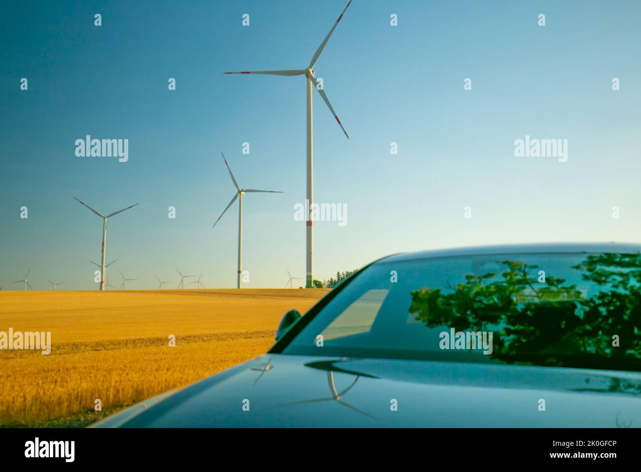 Wind generators and car in the field .Alternative energy for cars ...