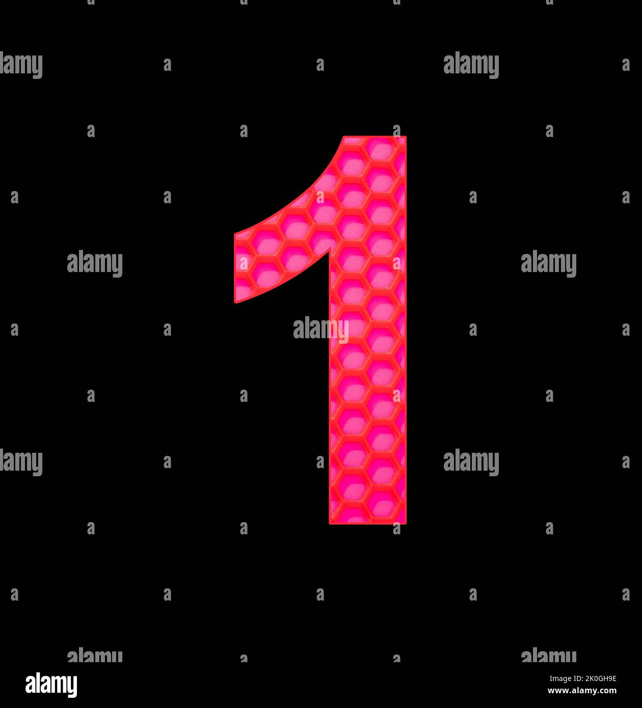 Number 1 on background with red silicone hexagonal Stock Photo - Alamy