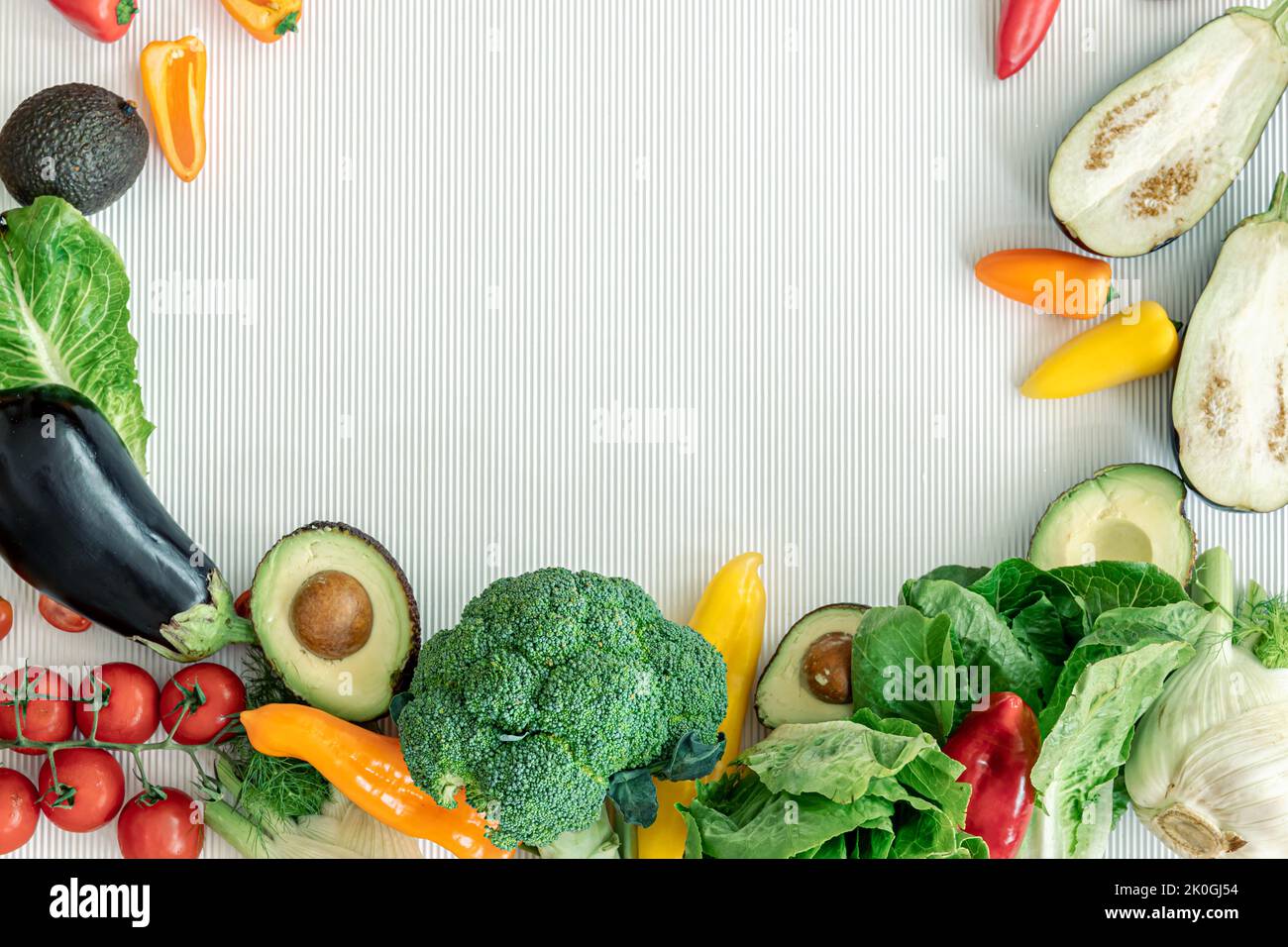 Organic fresh vegetables on white background, flat lay Stock Photo - Alamy