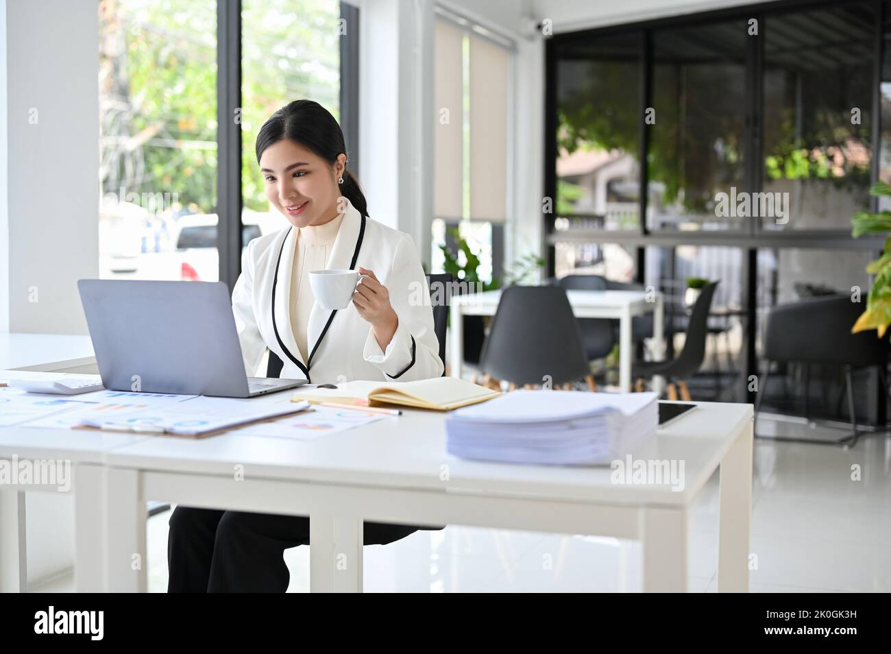 Successful and confident Asian female executive manager or female boss ...