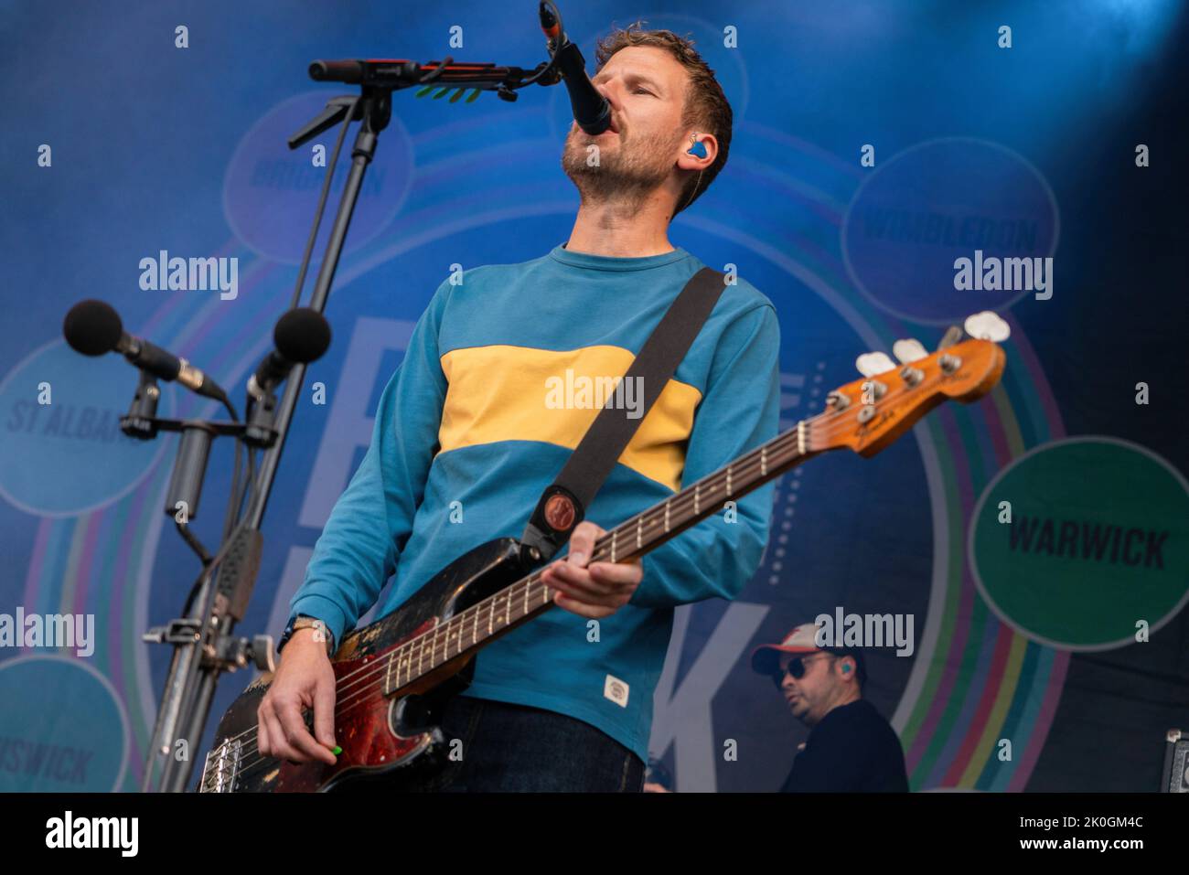 Simon Rix performs live with Kaiser Chiefs on stage at the festival ...