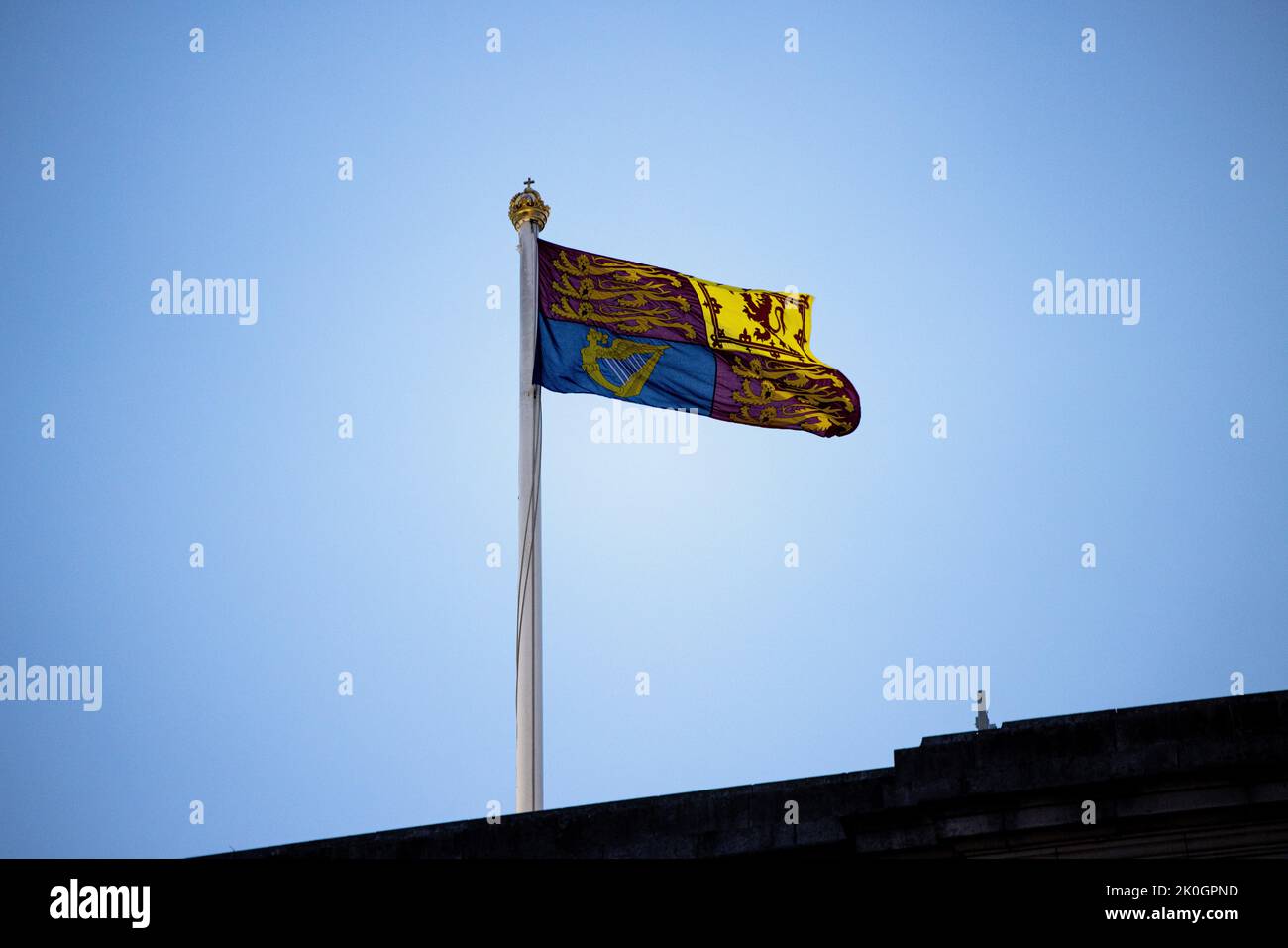 The Royal Standard of the United Kingdom seen flying above the ...