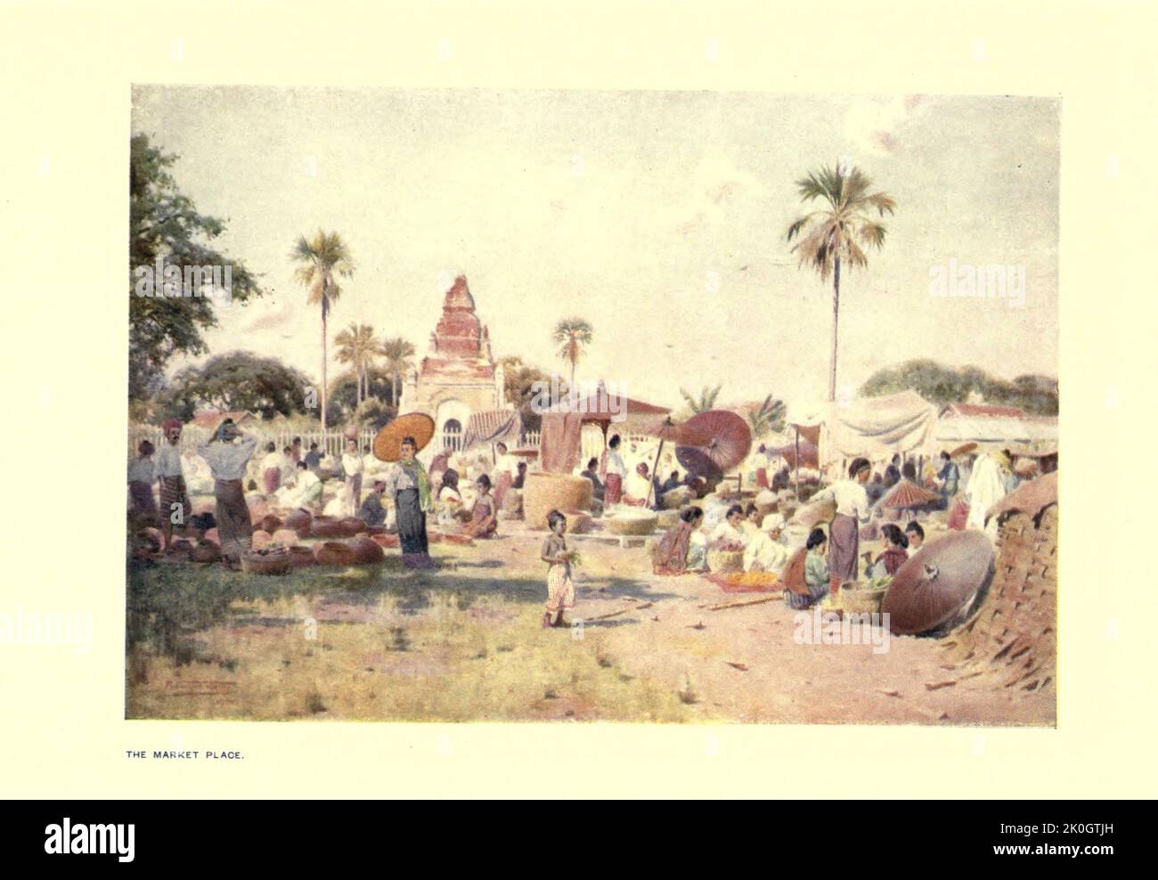 THE MARKET-PLACE from the book ' Burma ' by Kelly, R. Talbot (Robert ...