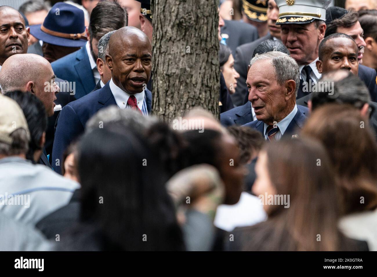 New York, NY - September 11, 2022: Current and former mayors Eric Adams ...