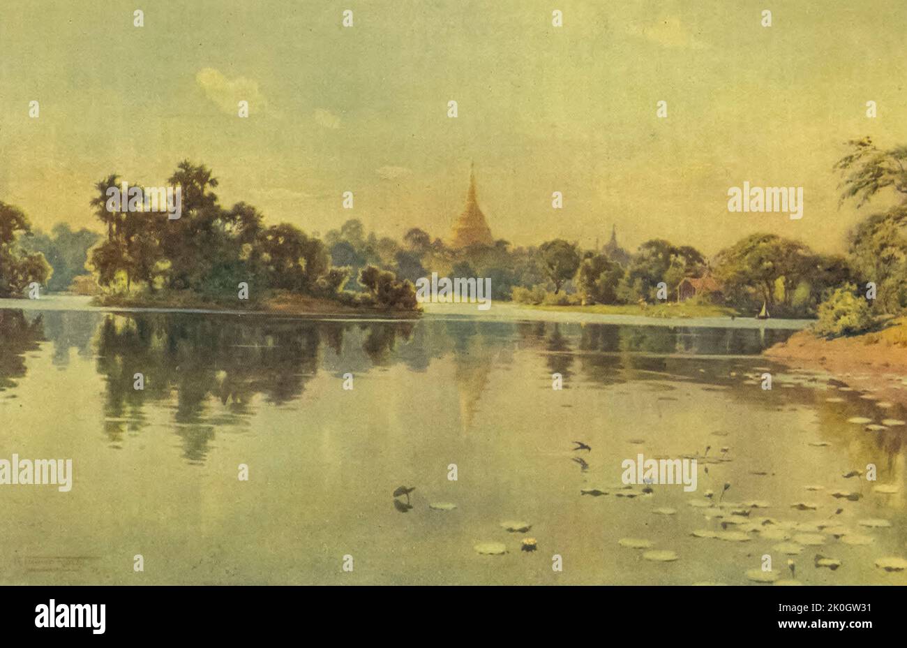 The Shwe Dagon / Shwedagon Pagoda from Dalhousie Park from the book ...