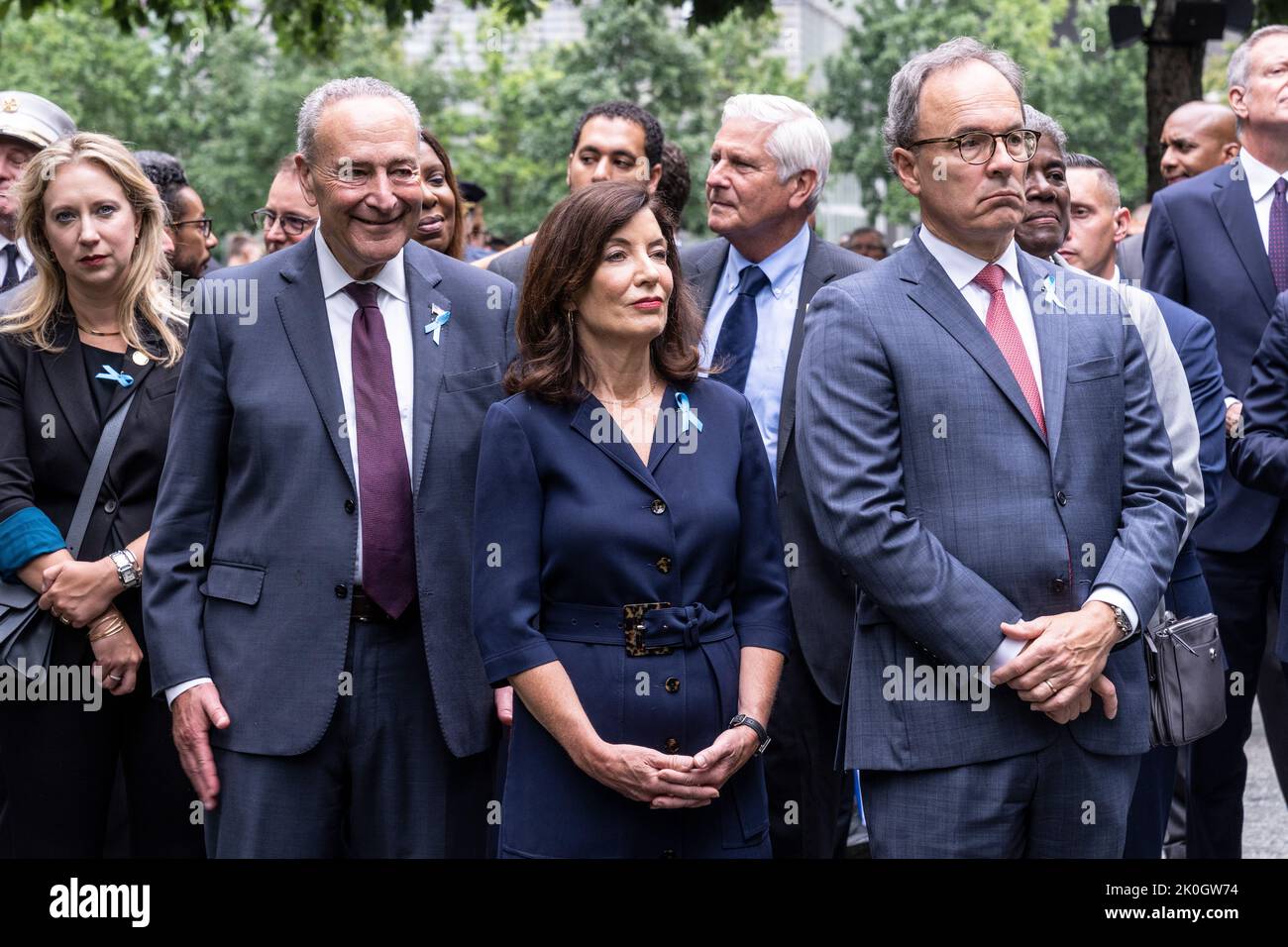 New York, NY - September 11, 2022: Charles Schumer, Kathy Hochul ...