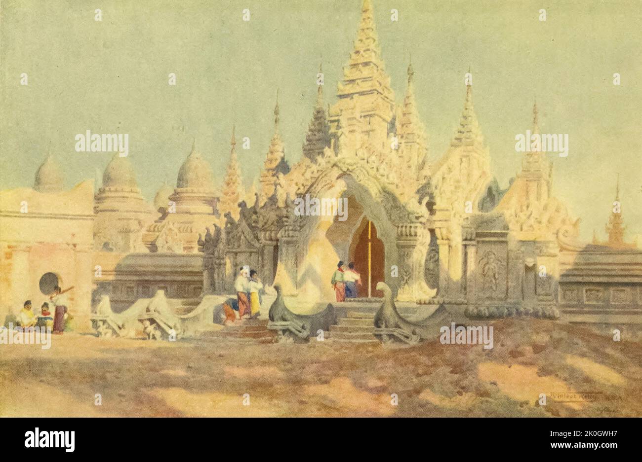 Entrance to the Kuthodau — Mandalay from the book ' Burma ' painted and ...