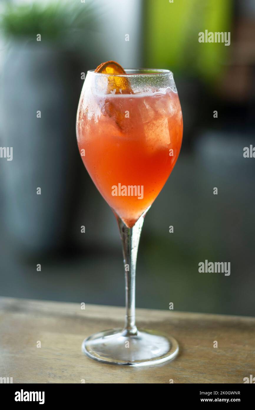Blood Orange and Prosecco wine spritzer Mimosa cocktail Stock Photo - Alamy
