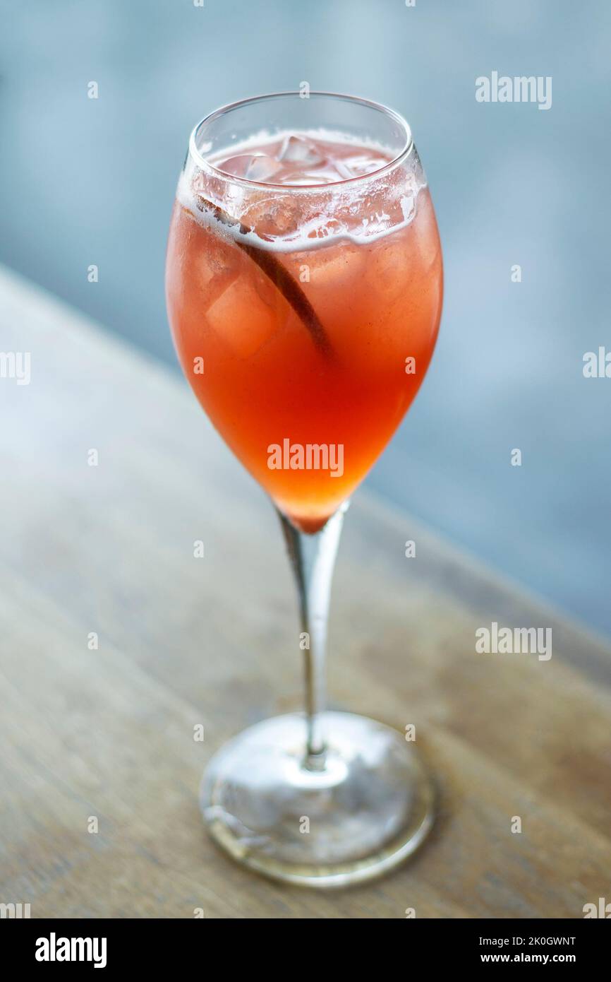 Blood Orange and Prosecco wine spritzer Mimosa cocktail Stock Photo - Alamy