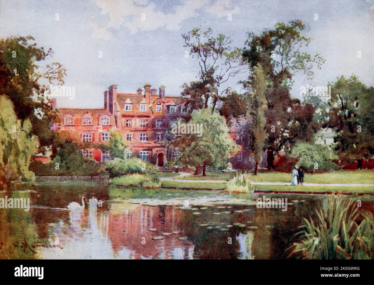 The Lake and New Buildings, Emmanuel College Cambridge The building is ...