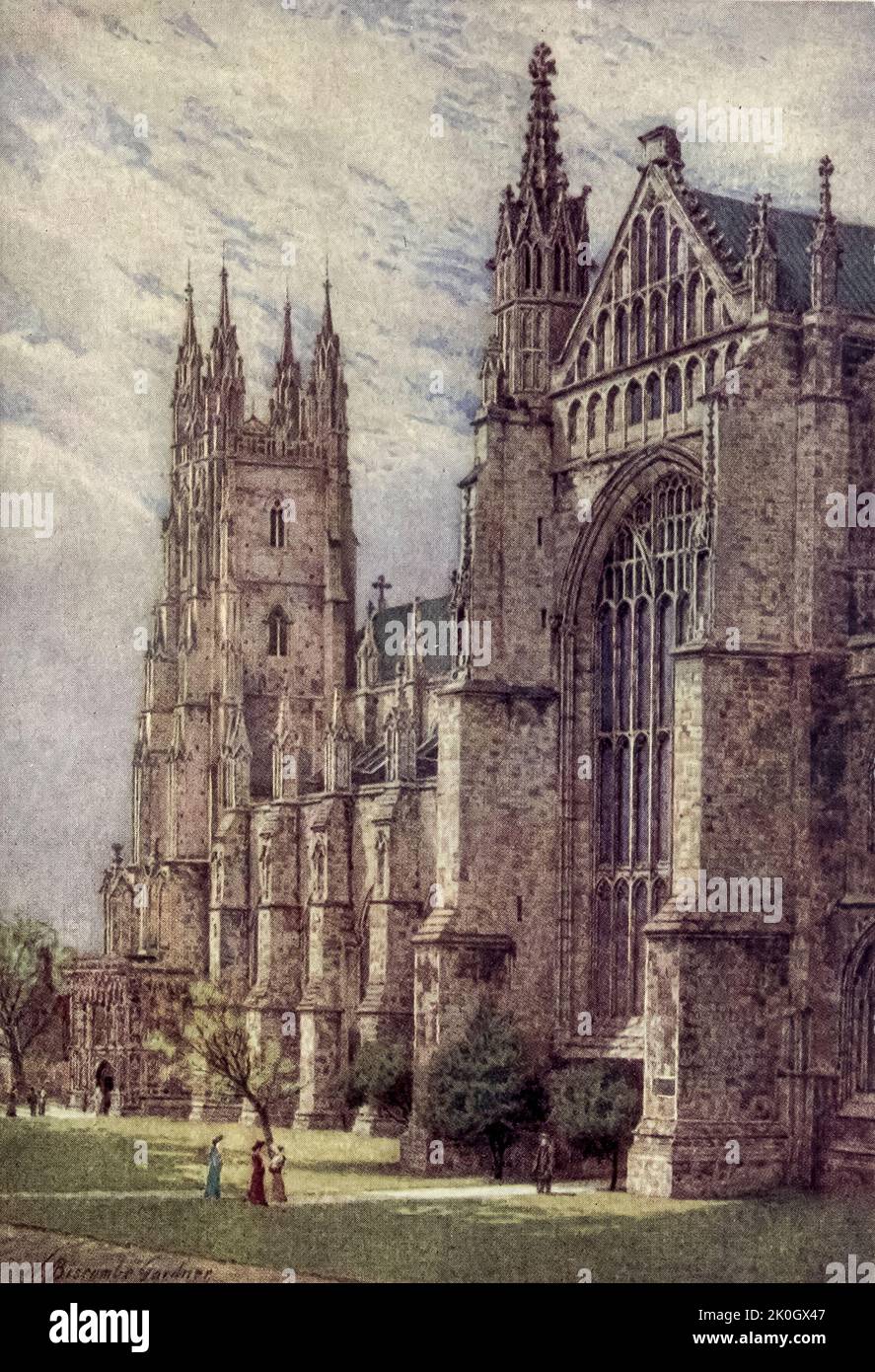 South-West Transept and St George's Tower Canterbury cathedral Painted ...