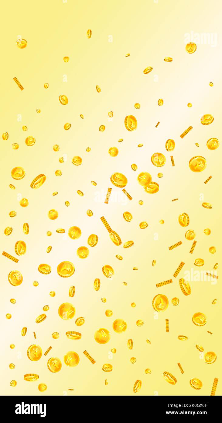 Indian rupee coins falling. Scattered gold INR coins. India money ...