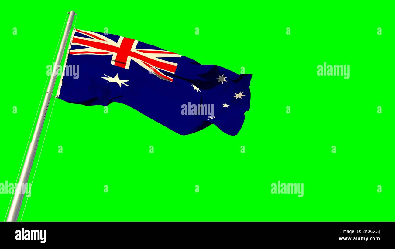 Waving glorious flag of Australia on green screen, isolated - object 3D ...