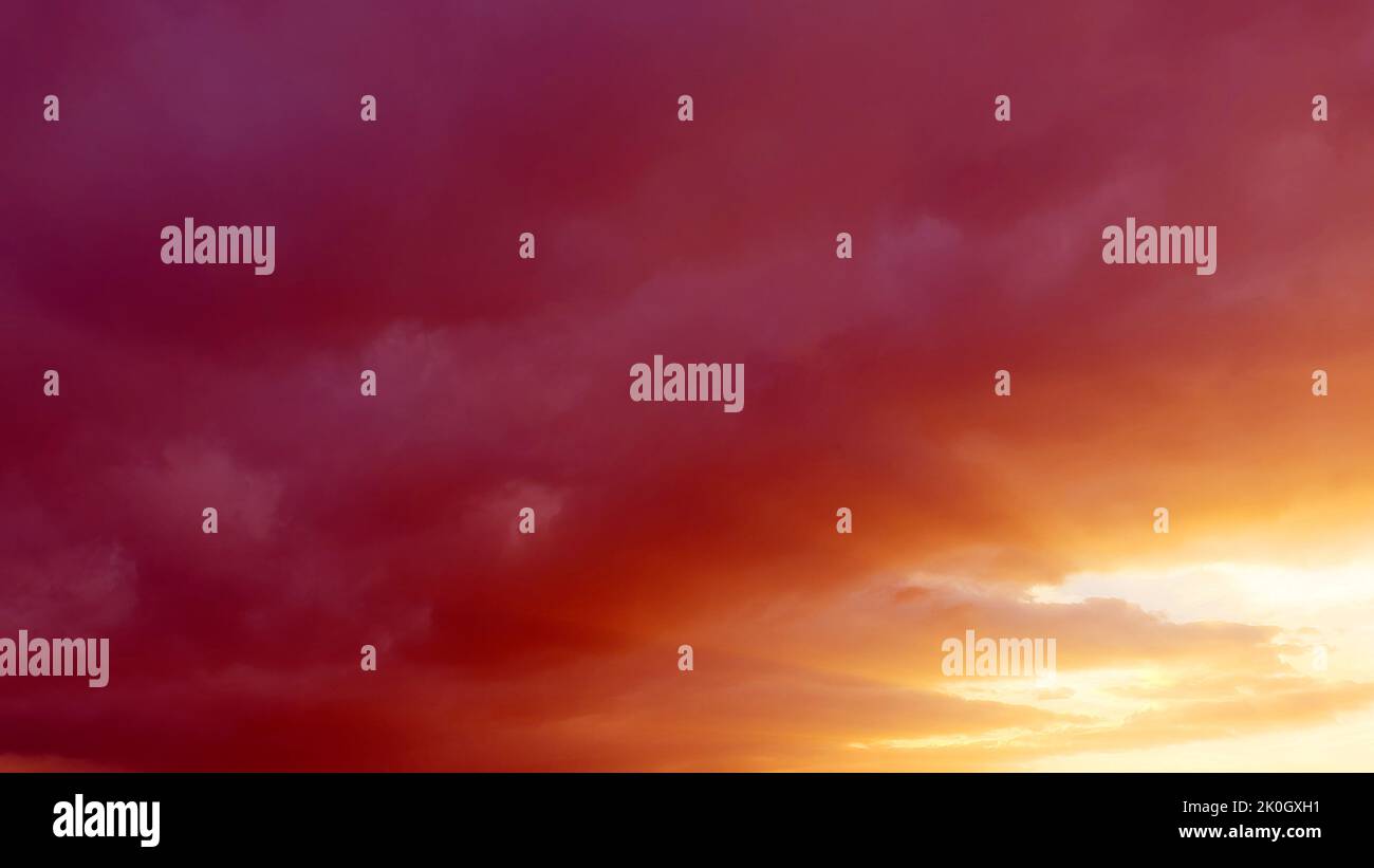 red and goldish romantic sunset clouds bg - abstract 3D illustration ...